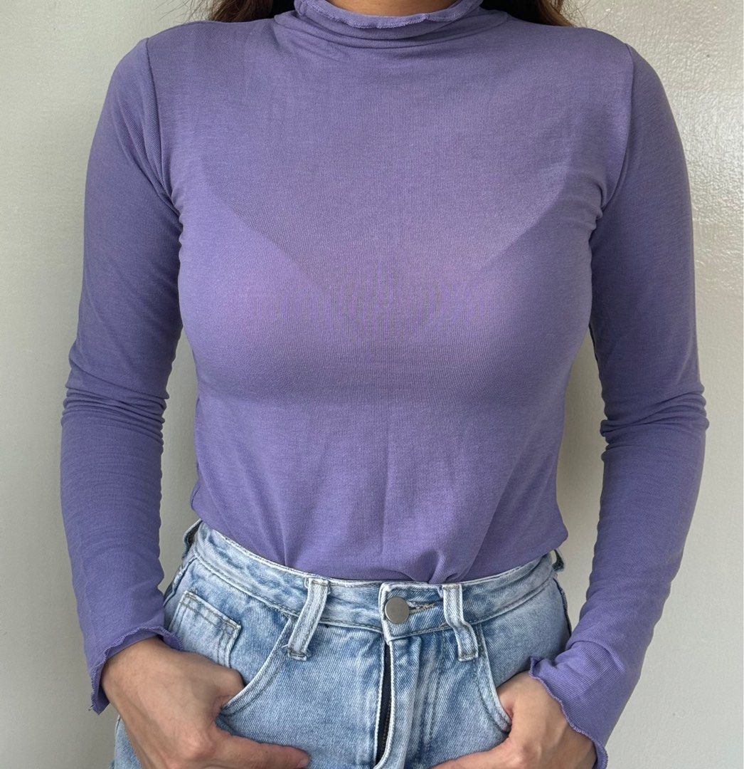 Pastel Violet Longsleeves, Women's Fashion, Tops, Longsleeves on Carousell