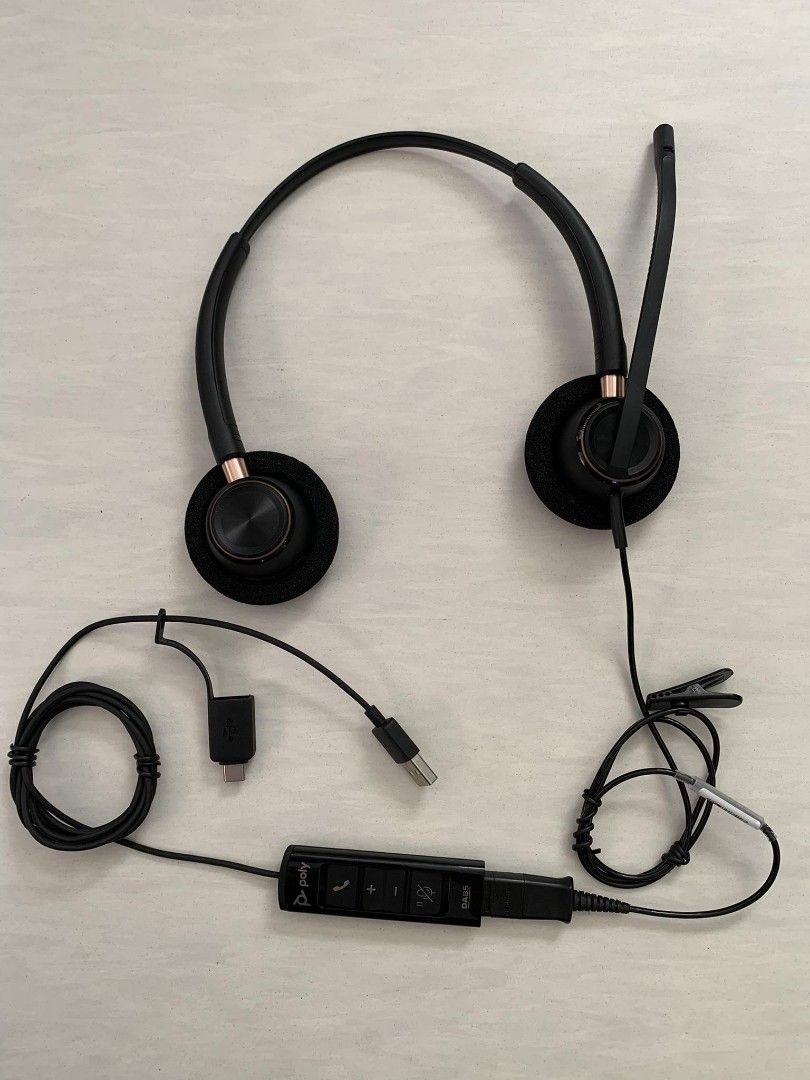PLANTRONICS ENCOREPRO HW520 + POLY DA85 ADAPTER USB TYPE WITH TYPE C ...