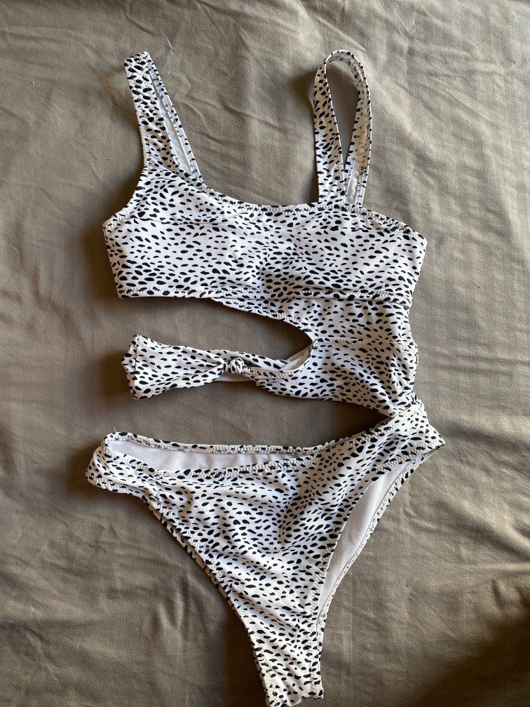 Polkadots Cut-out One Piece Bikini, Women's Fashion, Swimwear, Bikinis ...