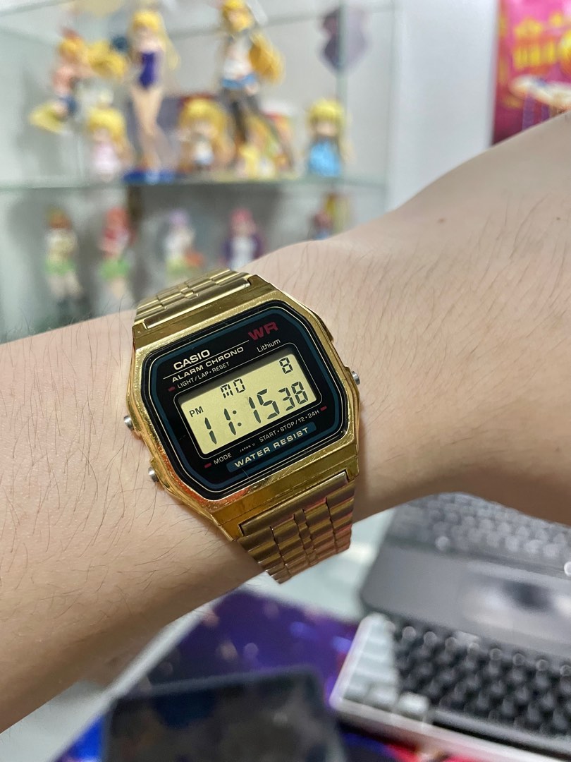 Pre-loved Casio A159W GOLD "God Tier" Vintage Watch, Men's Fashion ...