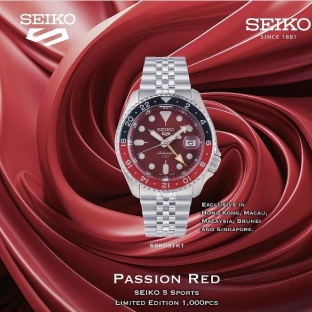 (PRE-ORDER) Seiko 5 Sports GMT SSK031K1 SSK031 SSK031K Passion Red ...