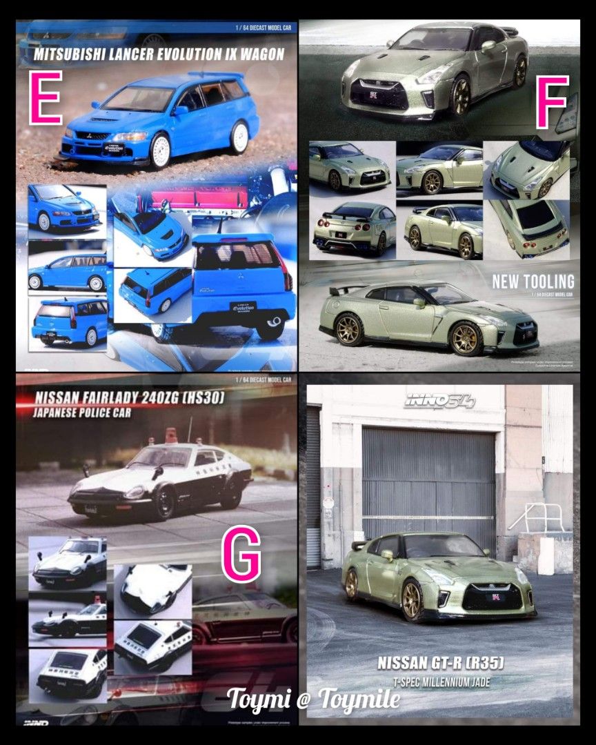 Preorders 1/64 Inno Nissan Skyline GTR R35 Jade Fairlady 240ZG Police ...