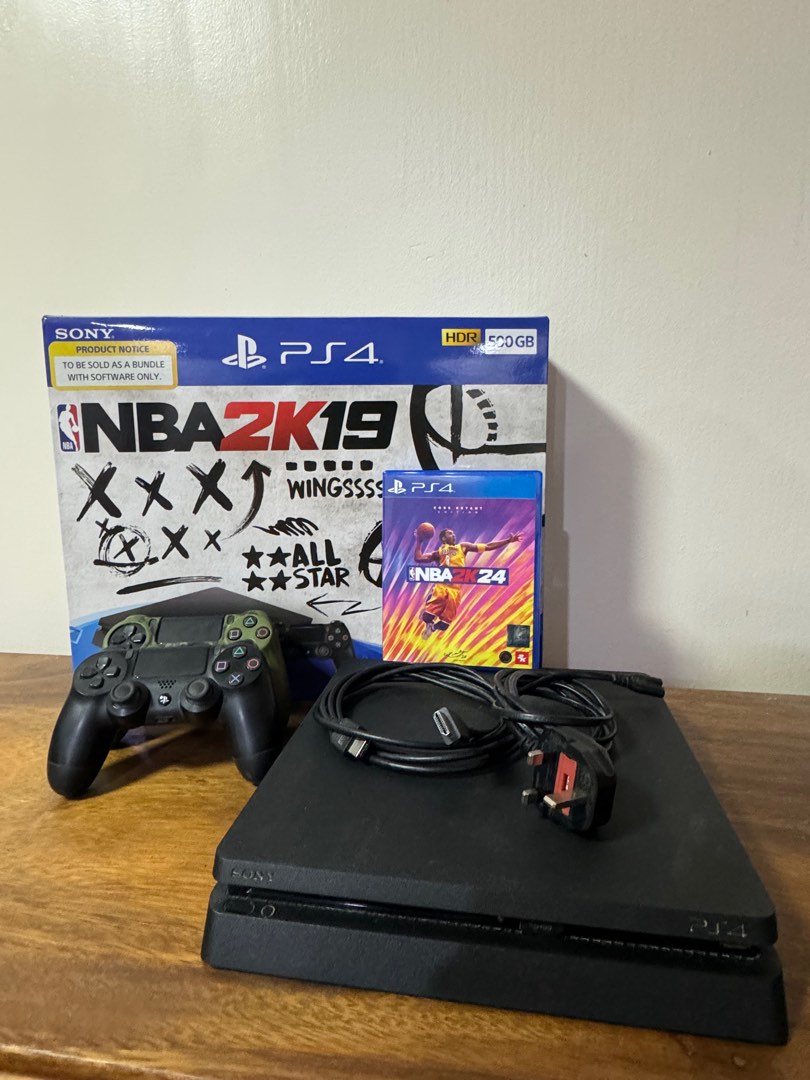 PS4 slim 500GB with box and 2 controllers, Video Gaming, Video Game ...