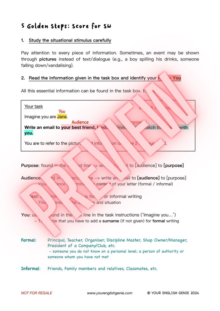 PSLE Situational Writing (SW) Guide with Notes and Practices (Primary ...