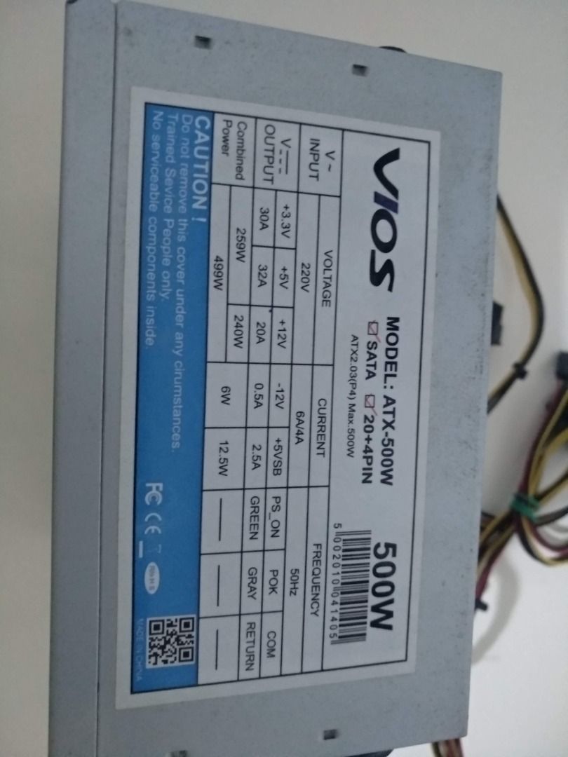 PSU VIOS 500W, Computers & Tech, Parts & Accessories, Computer Parts on ...
