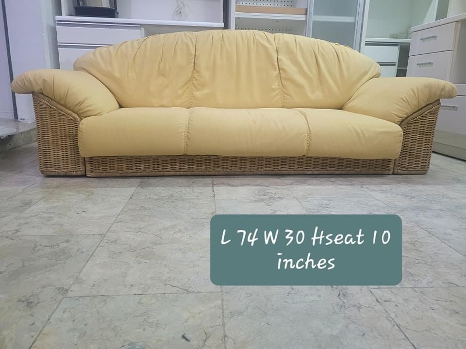 Rattan leather sofa Japan surplus, Furniture & Home Living, Furniture ...