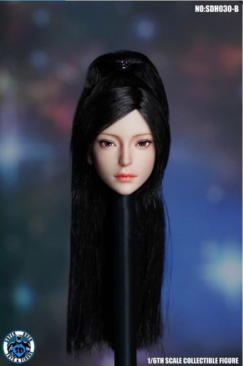 SDH030B Super Duck Headsculpt 1/6 Scale Female Asian Black Hair ...