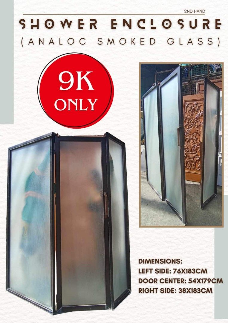 💦:SHOWER ENCLOSURE:💦 (Analoc Smoked Glass), Furniture & Home Living ...