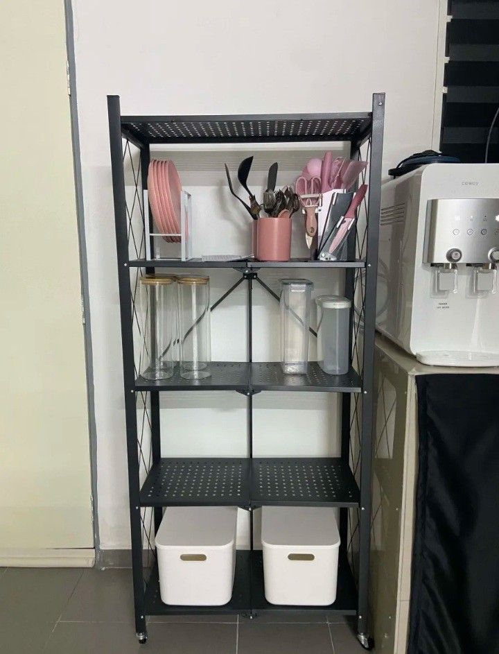 Readystock Foldable 5tiers metal Rack, solid steel shelves 5 layer 5 ...