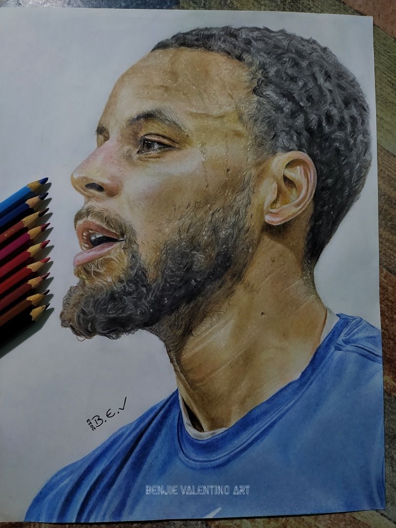 Stephen Curry (hand-drawn portrait), Hobbies & Toys, Stationary & Craft ...