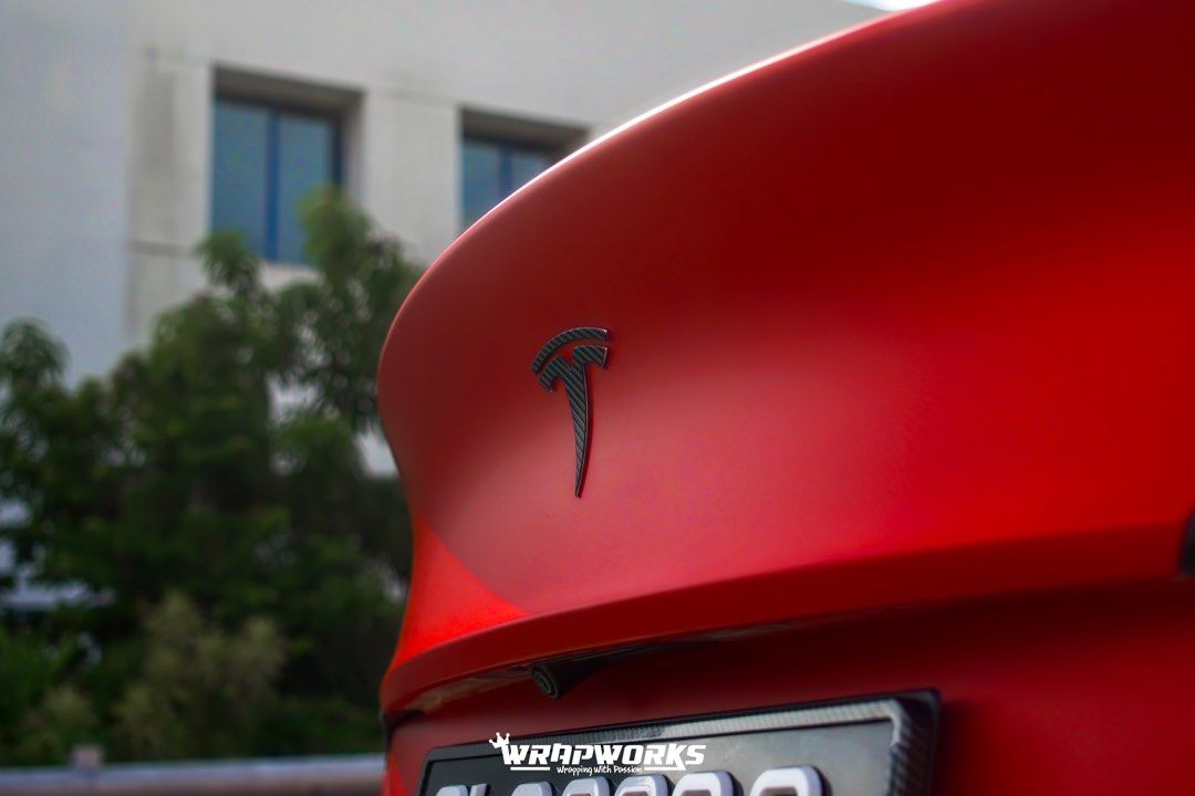 Tesla Model Y - Matte Chrome Metallic Red Full Wrap, Car Accessories ...