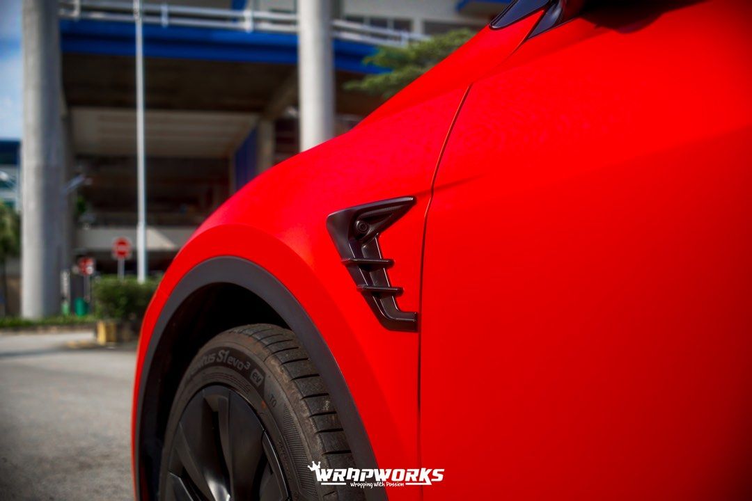 Tesla Model Y - Matte Chrome Metallic Red Full Wrap, Car Accessories ...