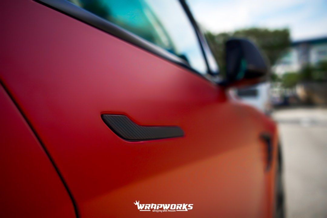 Tesla Model Y - Matte Chrome Metallic Red Full Wrap, Car Accessories ...