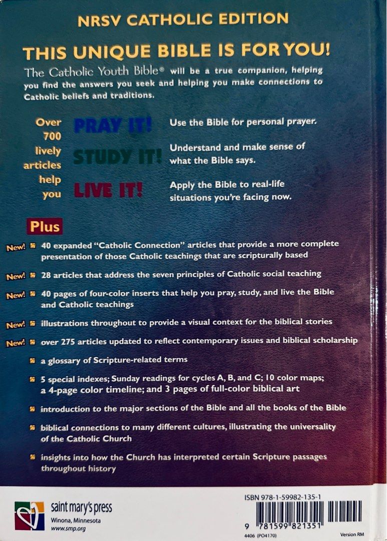 The Catholic Youth Bible : NRSV CATHOLIC EDITION : PRAY IT, STUDY IT ...