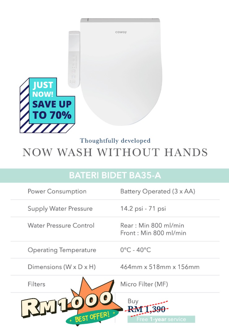 Toilet Bidet (Battery type), Furniture & Home Living, Bathroom ...