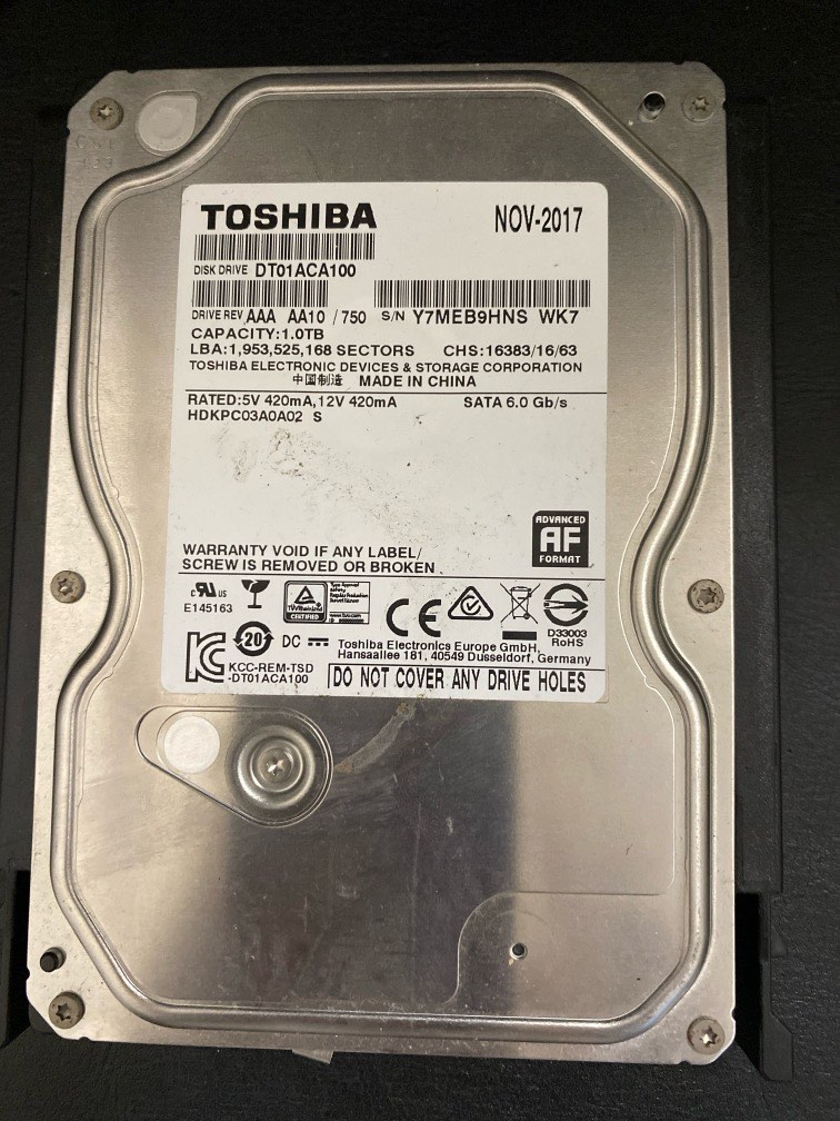 Toshiba Hard Disk Drive 1TB (Model: DT01ACA100), Computers & Tech ...