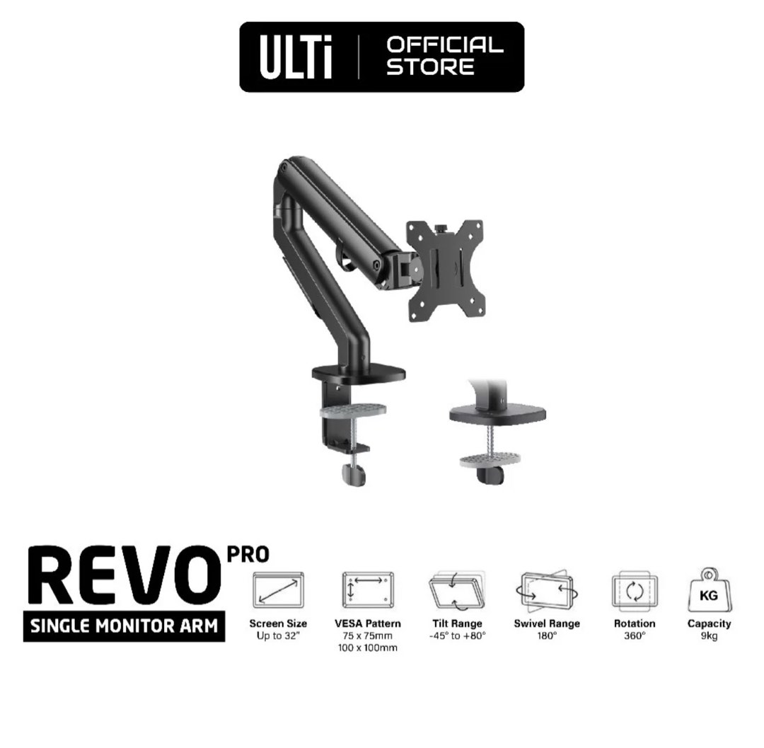 ULTi Revo Pro [Black Edition] Single Monitor Arm | Fits most 34 inch ...
