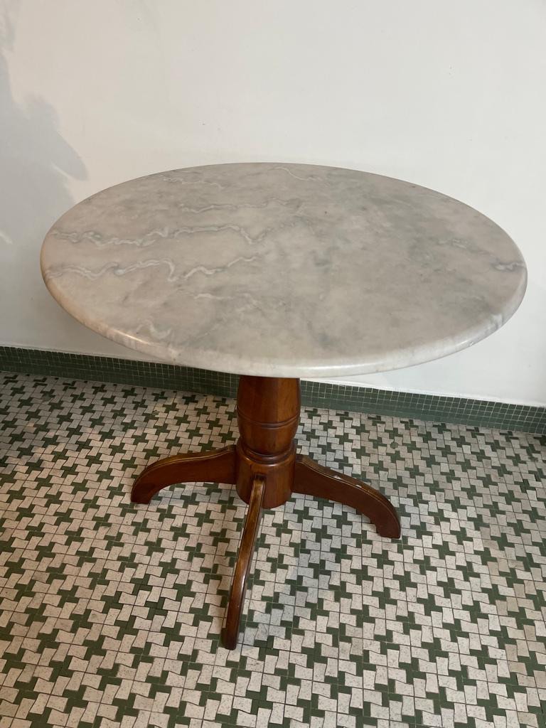 Vintage marble top Kopitiam table, Furniture & Home Living, Furniture ...