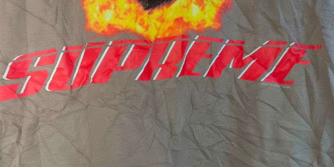 Vintage SUPREME "bus on fire" Logo tee., Men's Fashion, Tops & Sets ...