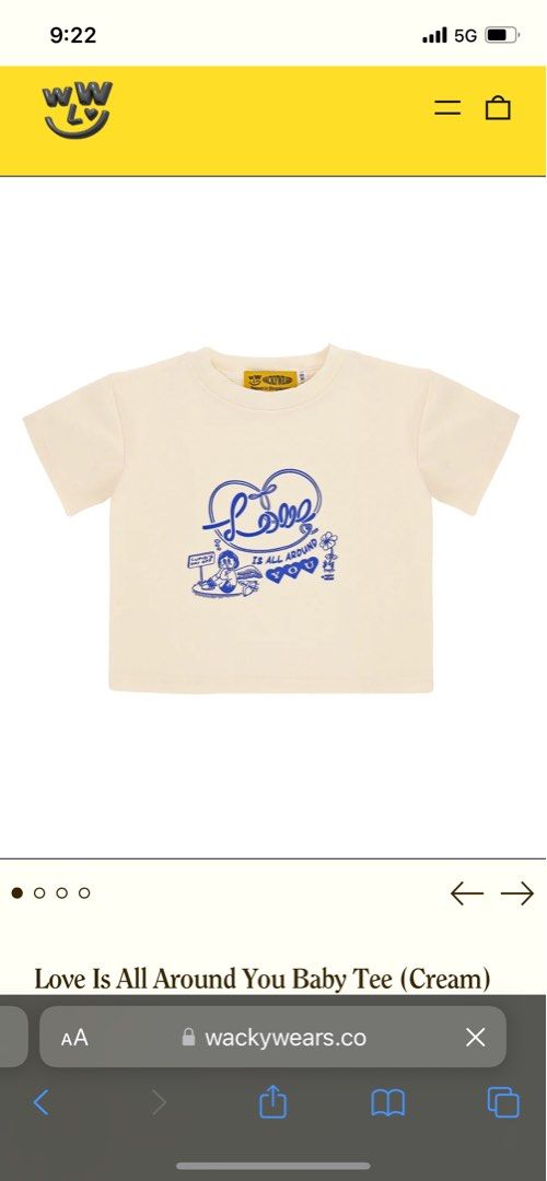 Wacky Wears Love Is All Around You Baby Tee (Cream), Women's Fashion ...