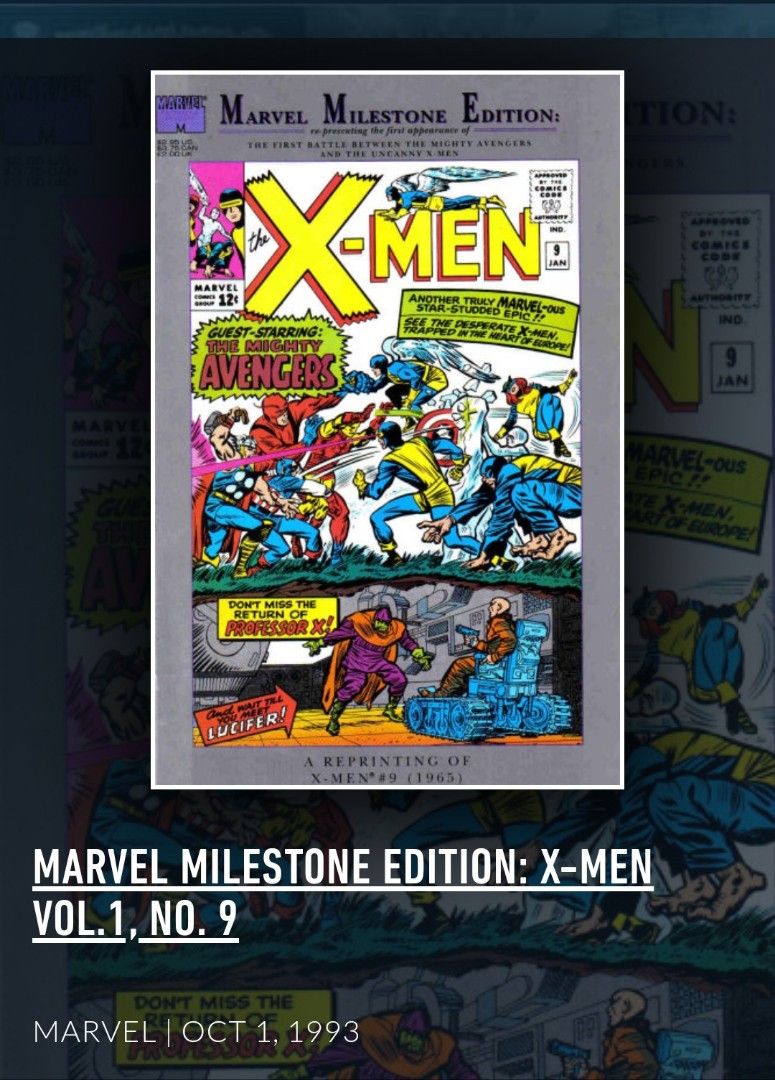 X-MEN VOLUME 1 #9 MARVEL MILESTONE EDITION, Hobbies & Toys, Books ...