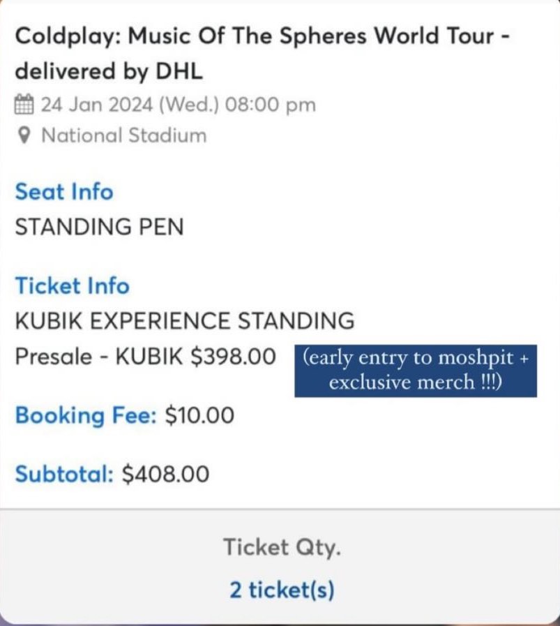 24 JAN COLDPLAY KUBIK EXPERIENCE, Tickets & Vouchers, Event Tickets on ...