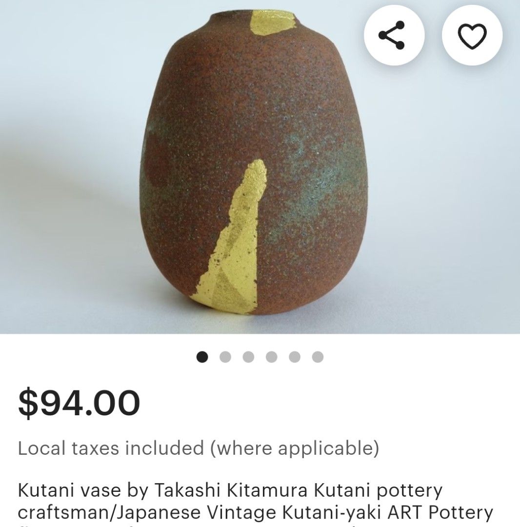 4" Kitamura Takashi Kutani Vase with Gold Leaf Design, Furniture & Home Living, Home Decor ...
