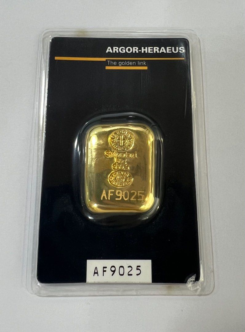 50 Gram Argor-Heraeus Swiss Cast Gold Bullion Bar, Hobbies & Toys ...