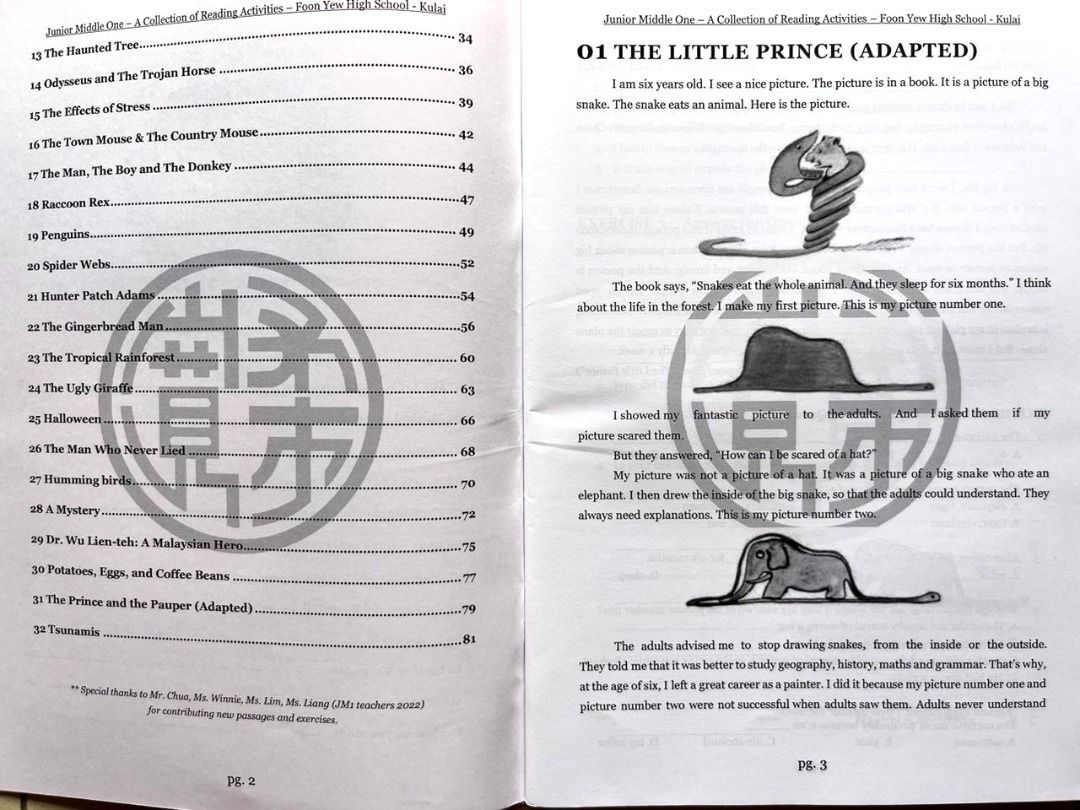 A Collection of Reading Activities - Junior Middle One - Foon Yew High ...