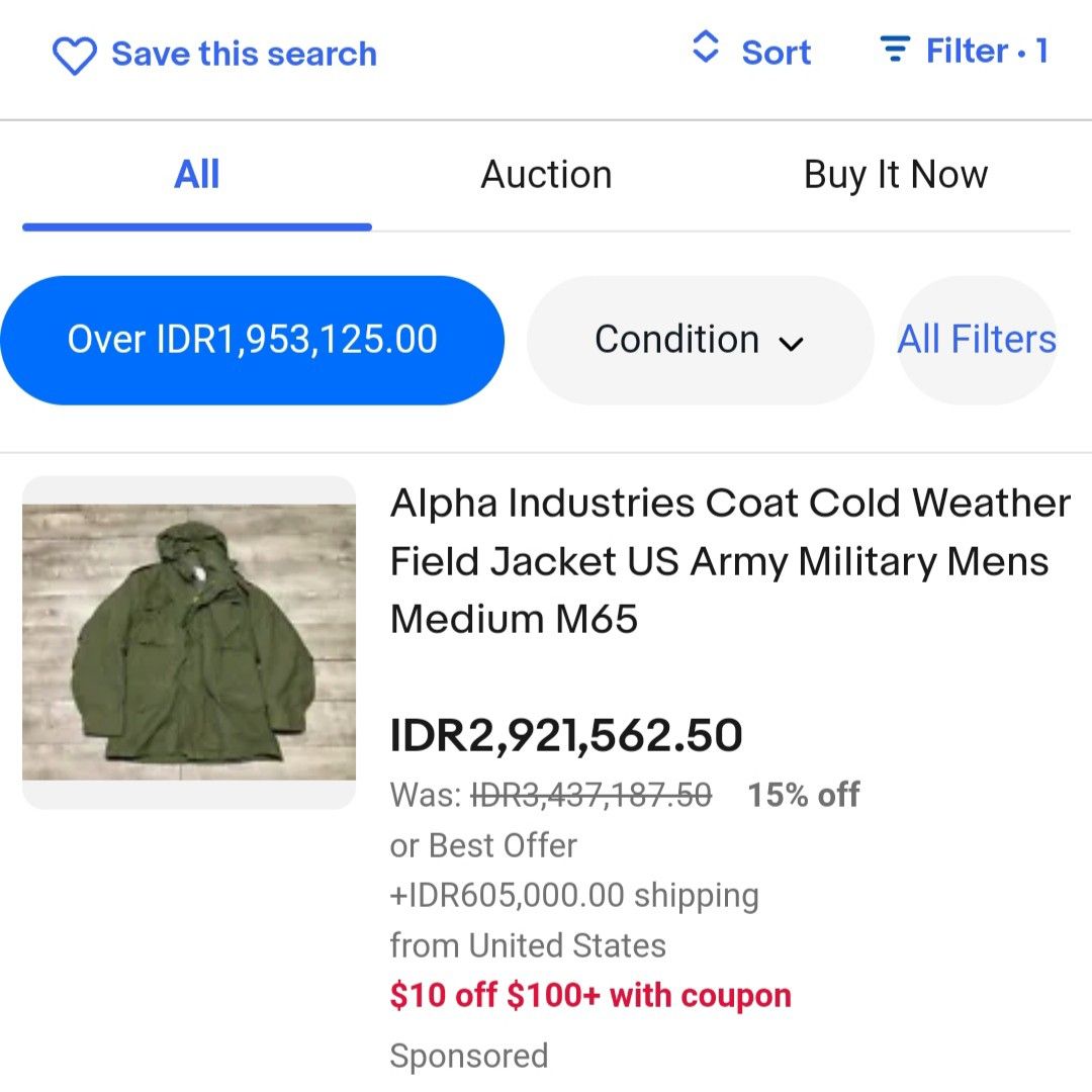 ALPHA INDUSTRIES military field jacket M65 US ARMY size Medium Regular ...