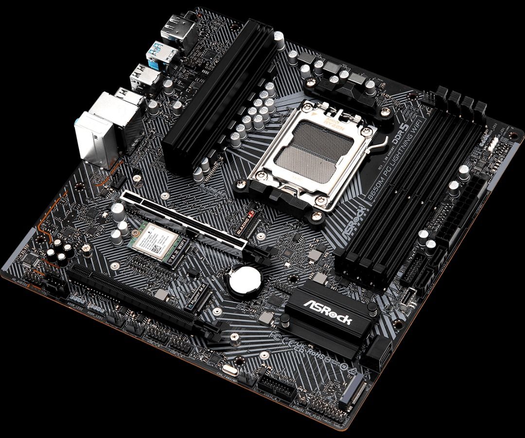ASRock B650M PG Lightning Wifi 6E and Bluetooth AM5 MATX Motherboard ...