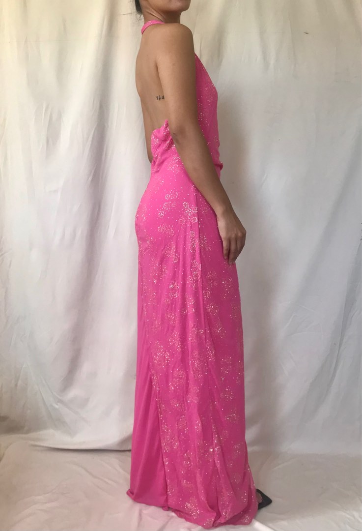 Beaded Sequin Open Back/ Halter Maxi Dress, Women's Fashion, Dresses ...