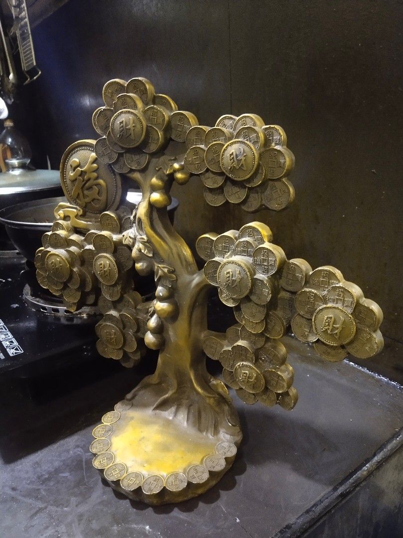 Brass wealth money tree statue display, Hobbies & Toys, Memorabilia ...
