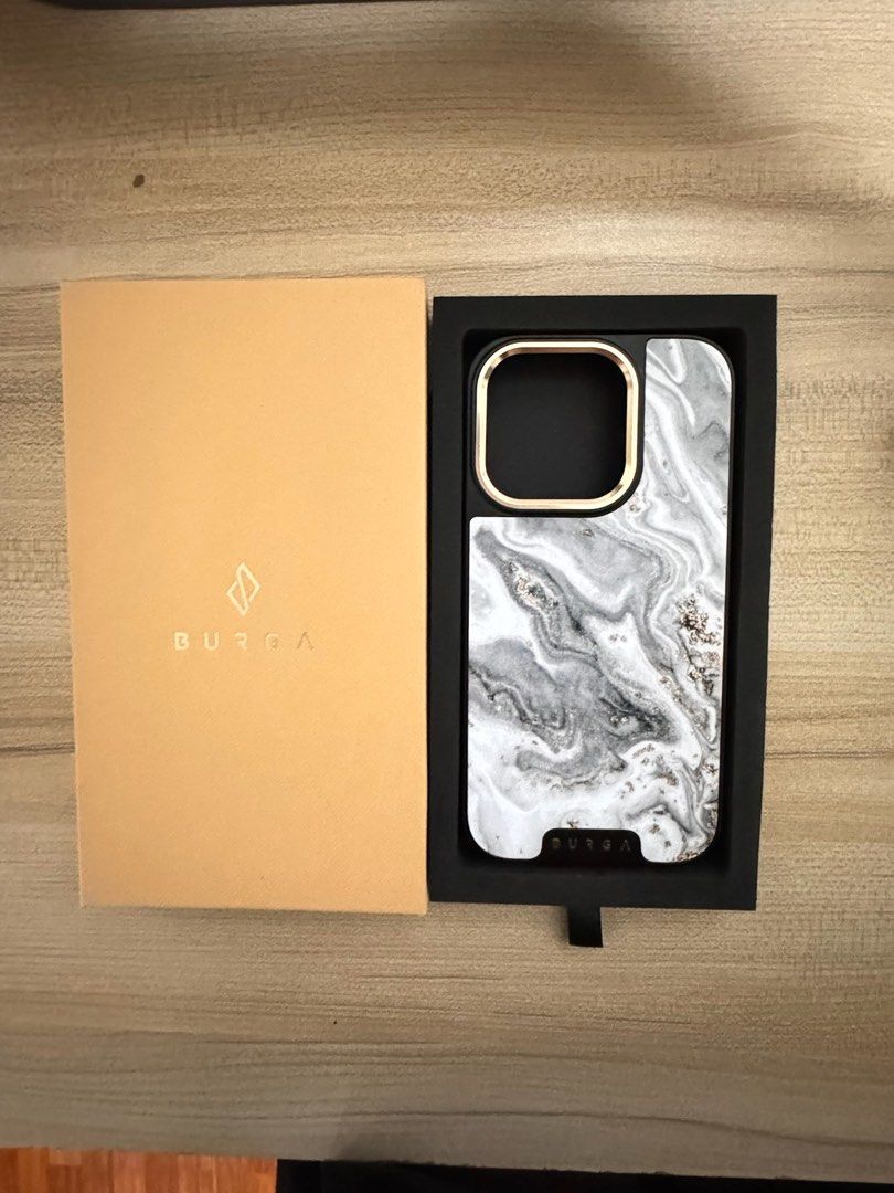 Burga Elite Snowstorm - Grey Marble iPhone 15 Pro Case, Mobile Phones & Gadgets, Mobile & Gadget ...