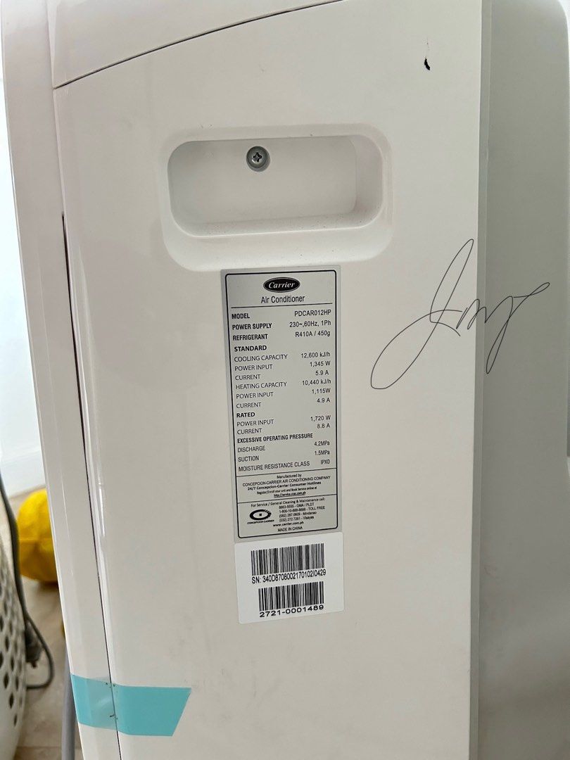 Carrier Portable Aircon PDCAR012HP 1.5hp, TV & Home Appliances, Air ...