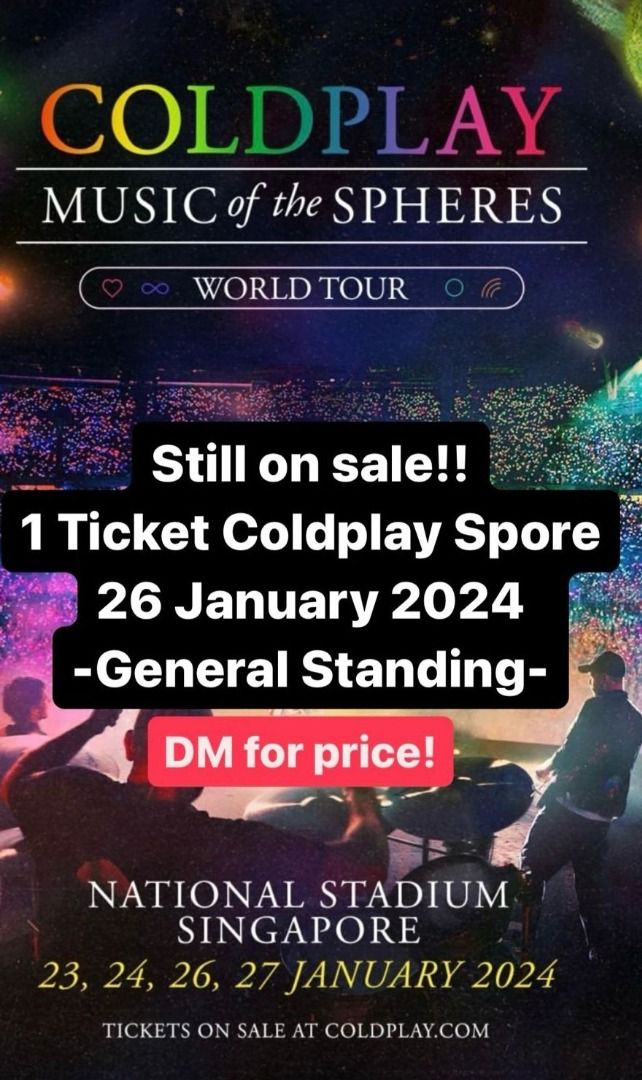 Coldplay 26 January 2024 General Standing, Tickets & Vouchers, Event ...