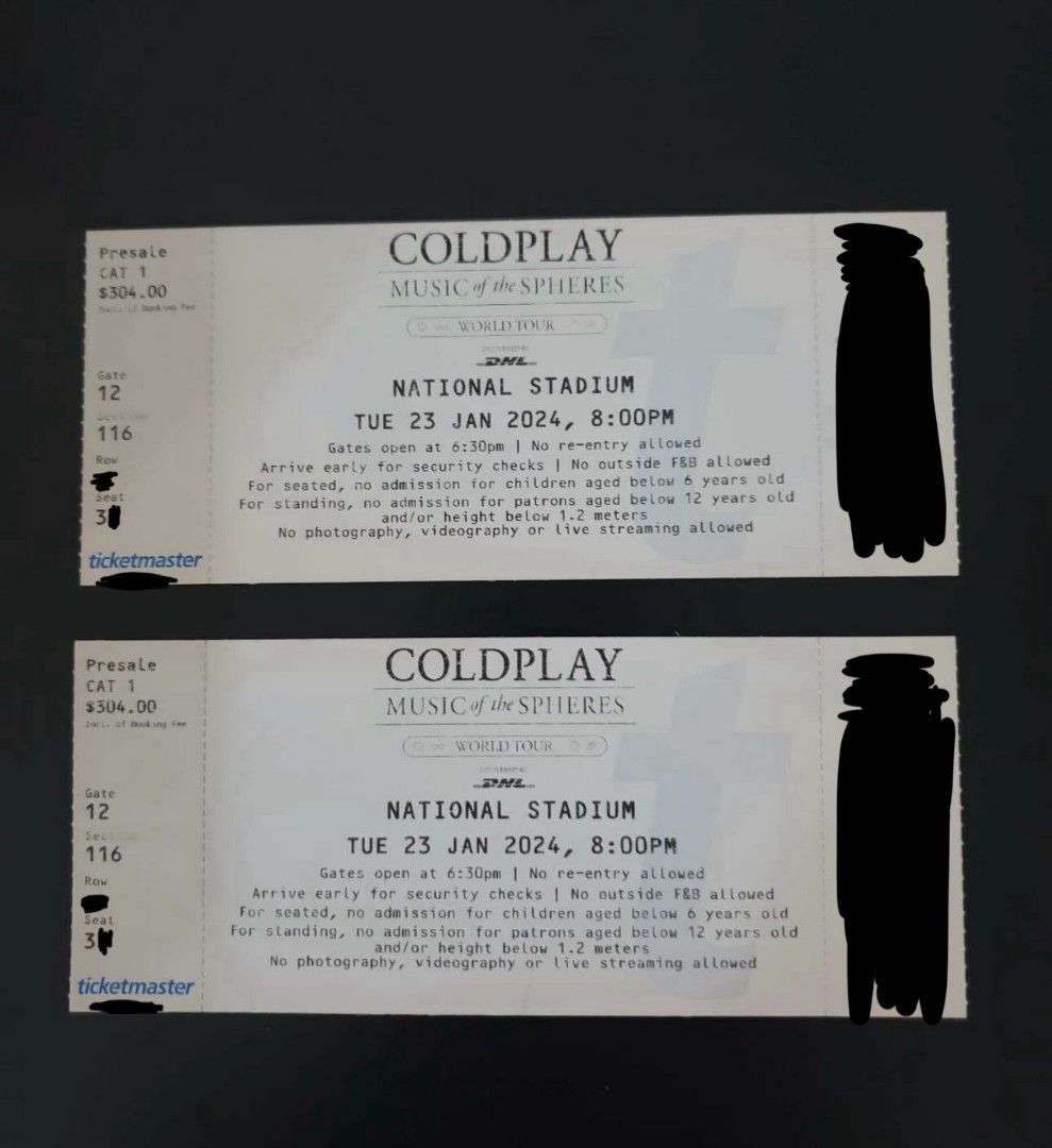 Coldplay CAT 1 (1 Pair), Tickets & Vouchers, Event Tickets on Carousell