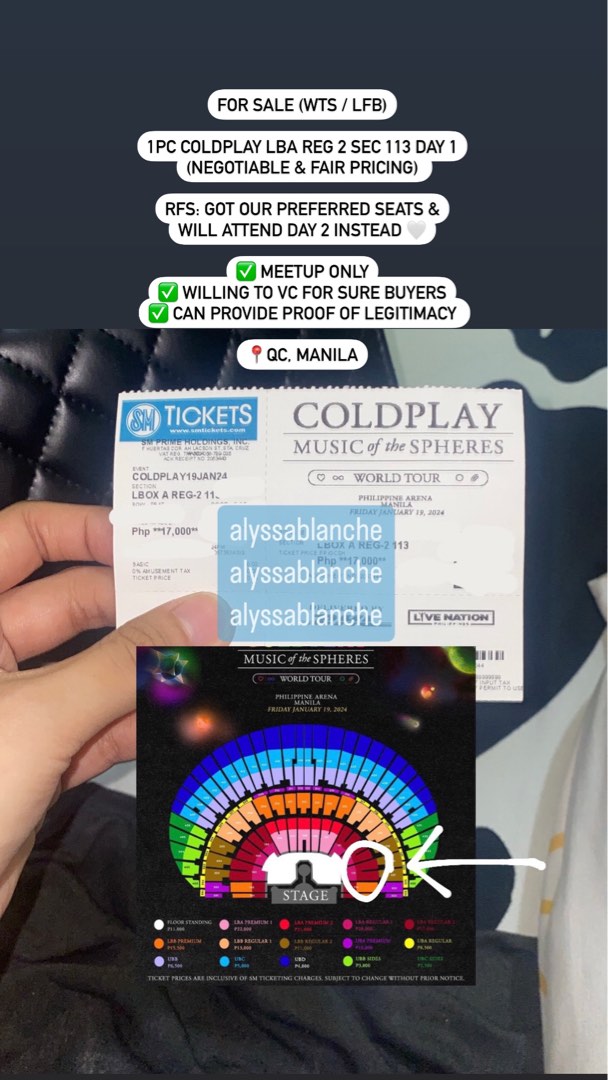 Coldplay Lower Box A Regular (Day 1), Tickets & Vouchers, Event Tickets ...