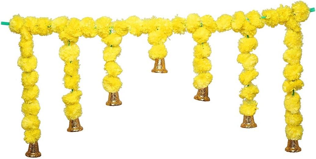 Decorative Toran - Artificial Marigold Flower with bells/3ft width/for ...