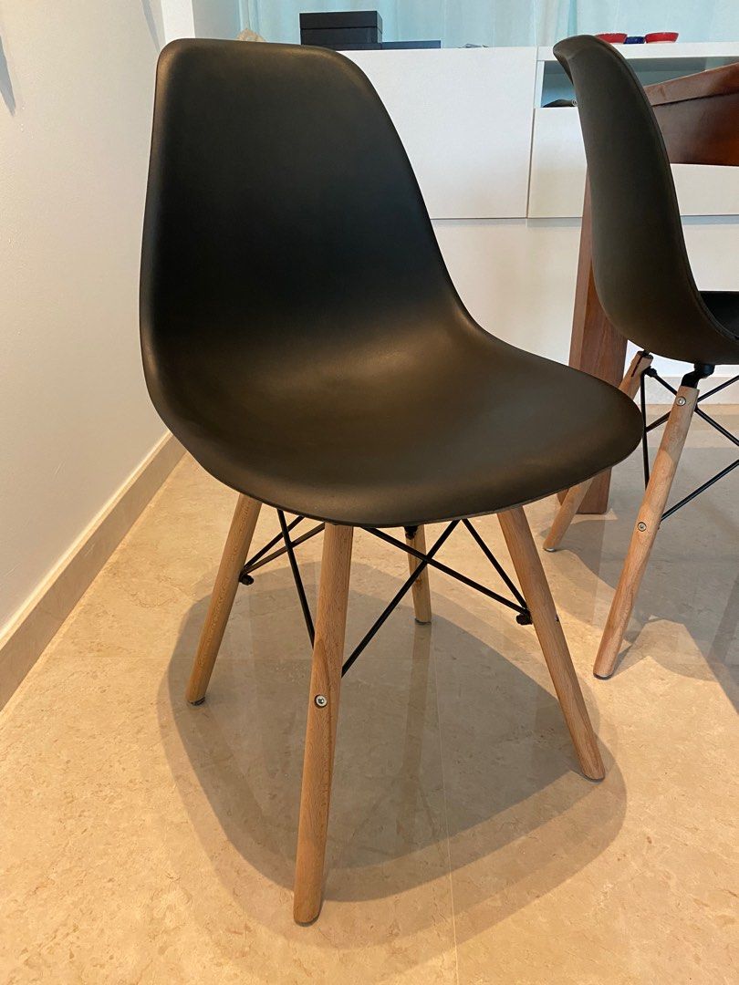Dining chair - Eames lookalike. Black and white. , Furniture & Home ...