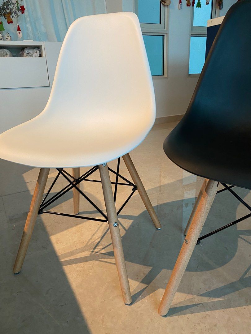 Dining chair - Eames lookalike. Black and white. , Furniture & Home ...
