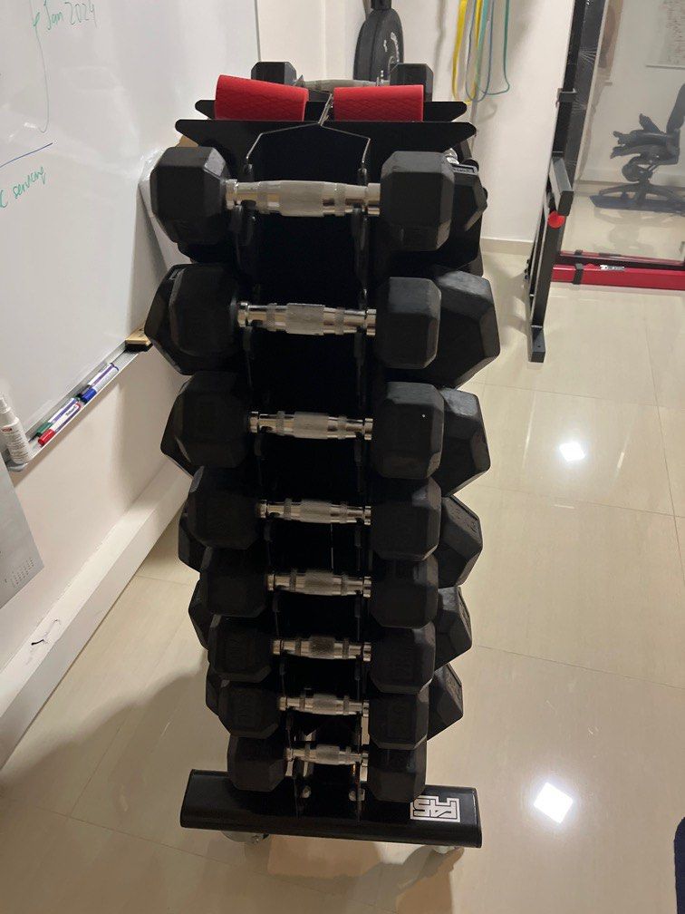 Dumbbell Set (with rack on wheels), Sports Equipment, Exercise ...