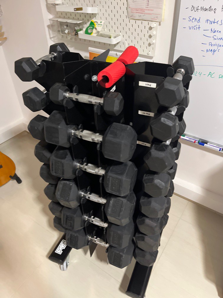 Dumbbell Set (with rack on wheels), Sports Equipment, Exercise ...