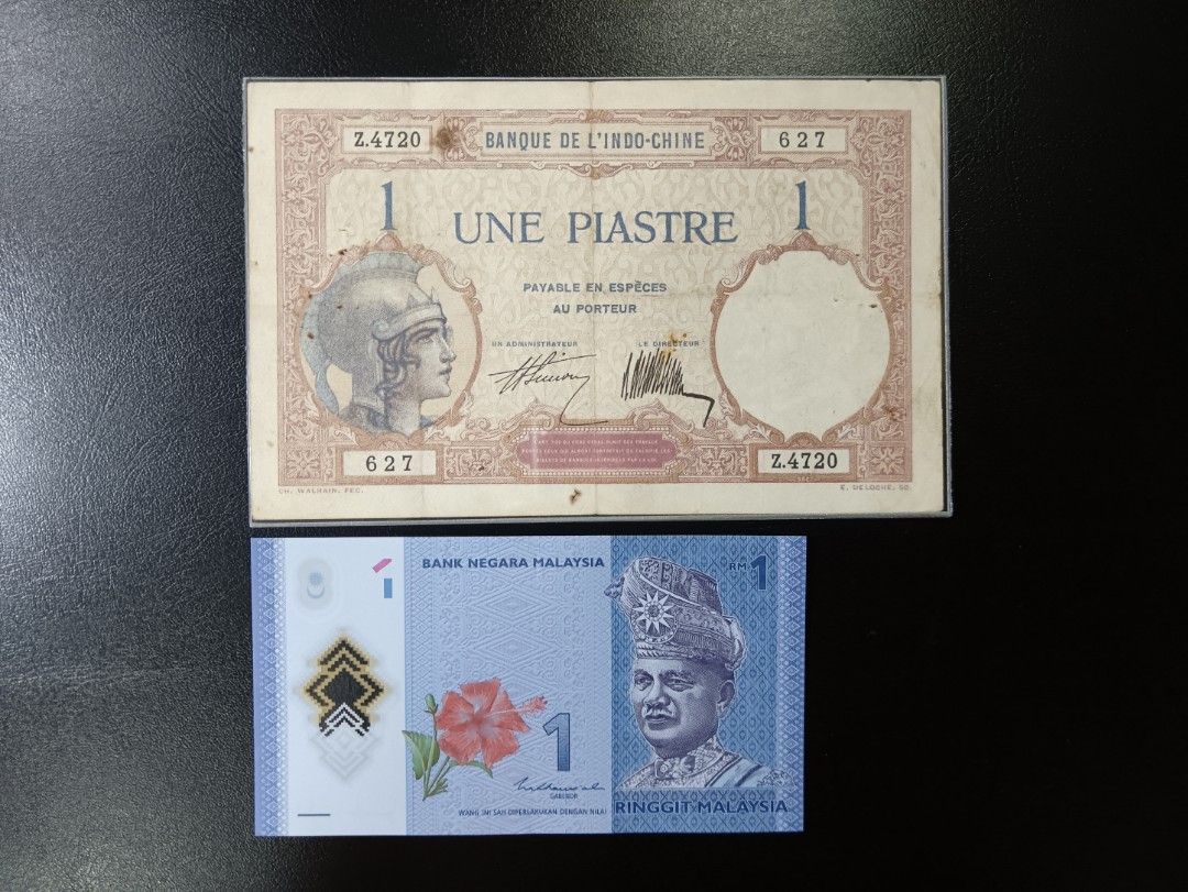 French Indochina 1 Piastre 1927--1931 with Administer Stanislas Simon S ...