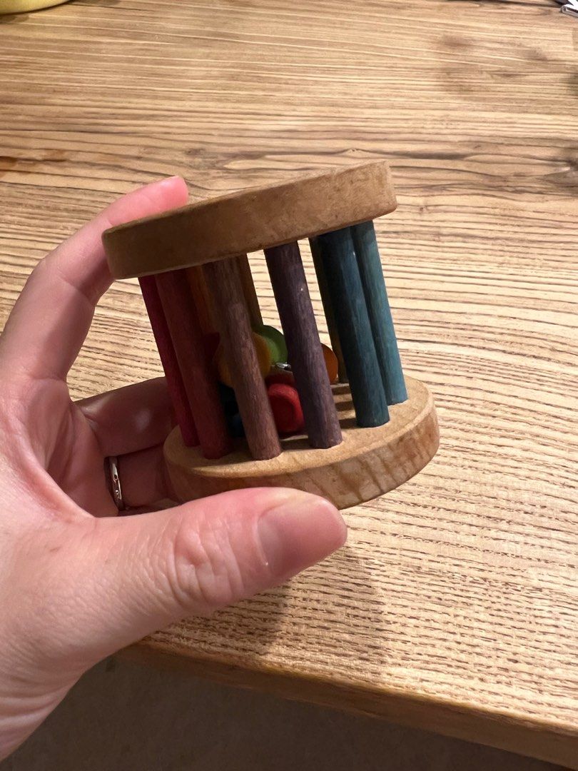 GRIMM'S mini rolling wheel with bells, rainbow colours, Hobbies & Toys ...