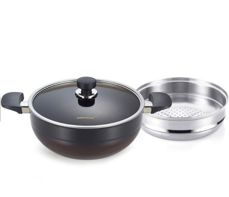 Happycall Plasma Titanium 28cm IH party Wok with Steamer, TV & Home ...