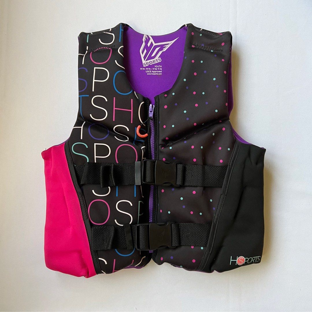 HO Pink & Black Youth Sports Life Jacket 50-90 Lbs, Sports Equipment ...