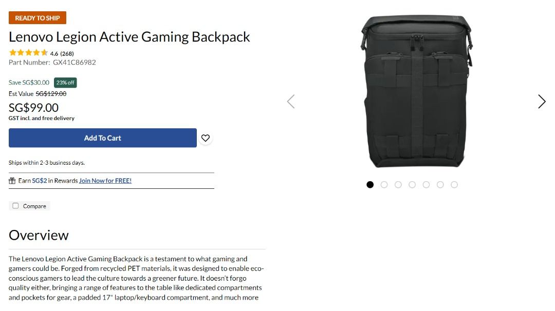 Lenovo Legion Active Gaming Backpack (Still with plastic), Computers ...