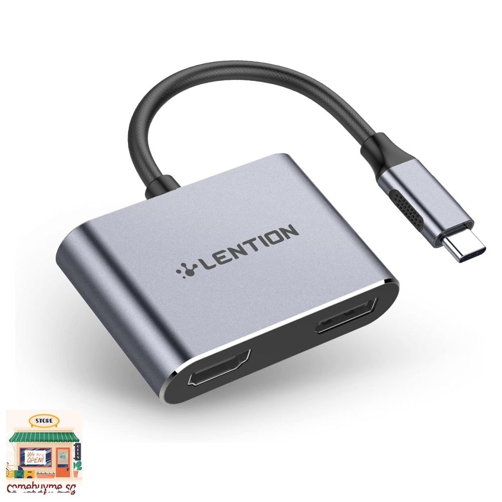 LENTION USB C to HDMI & DisplayPort Adapter, Support Single 4K@60Hz or ...