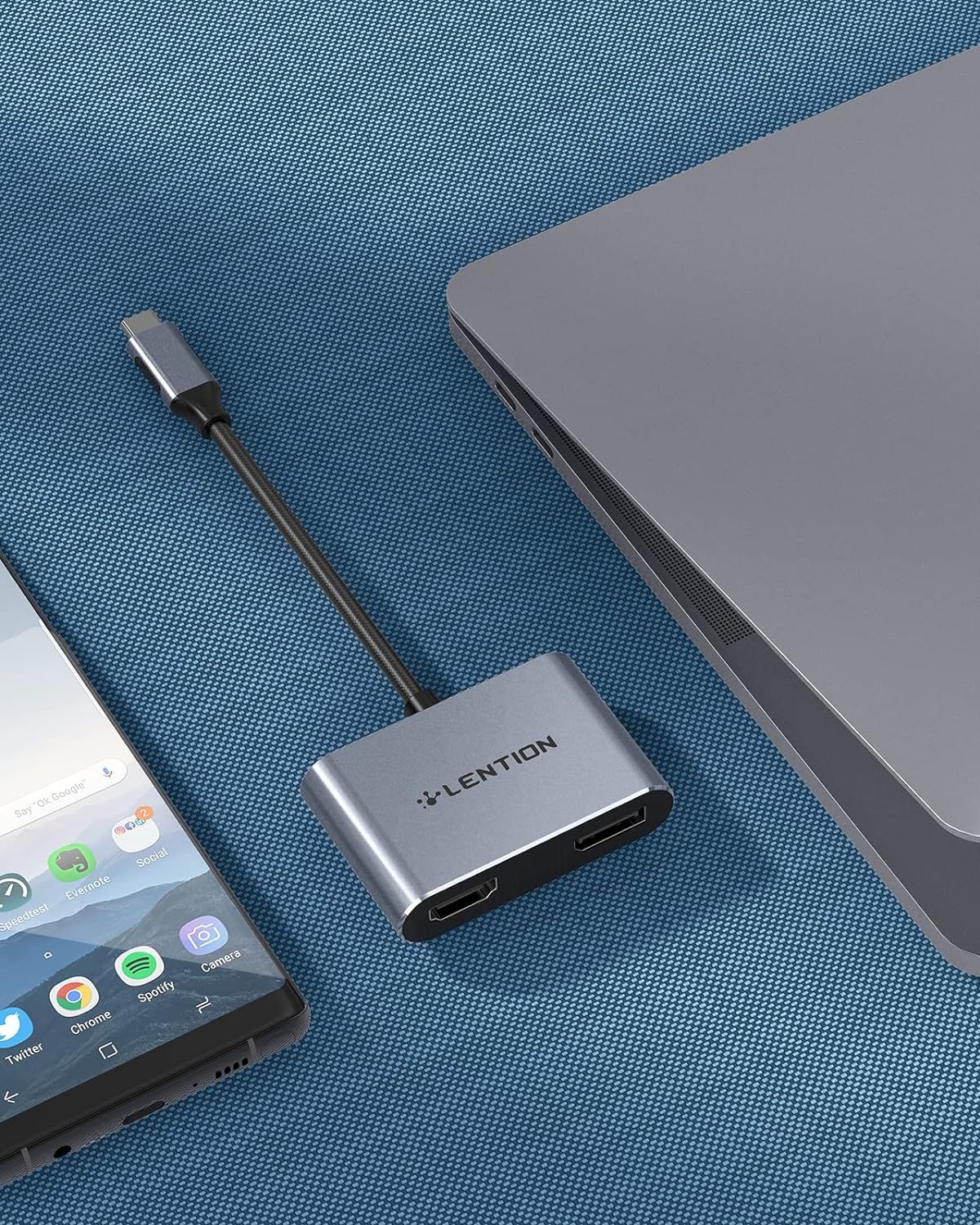 LENTION USB C to HDMI & DisplayPort Adapter, Support Single 4K@60Hz or ...